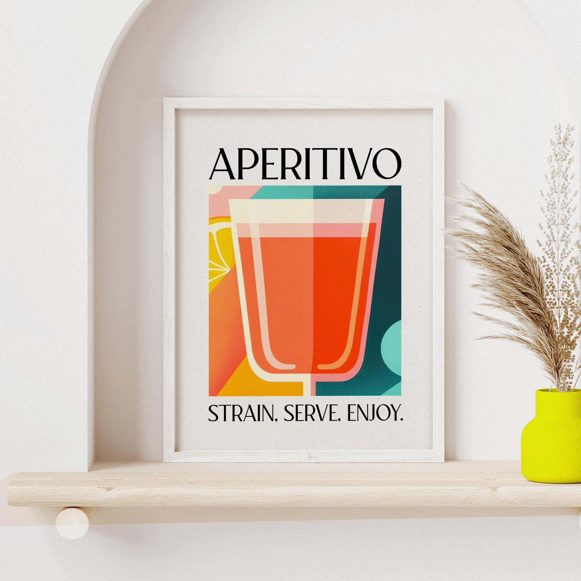 Aperitivo Sipping Vintage Cocktails Bar Art Retro Cocktail Poster ...