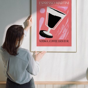 Pink Espresso Martini Cocktail Modern Abstract Boho Print | Retro ...