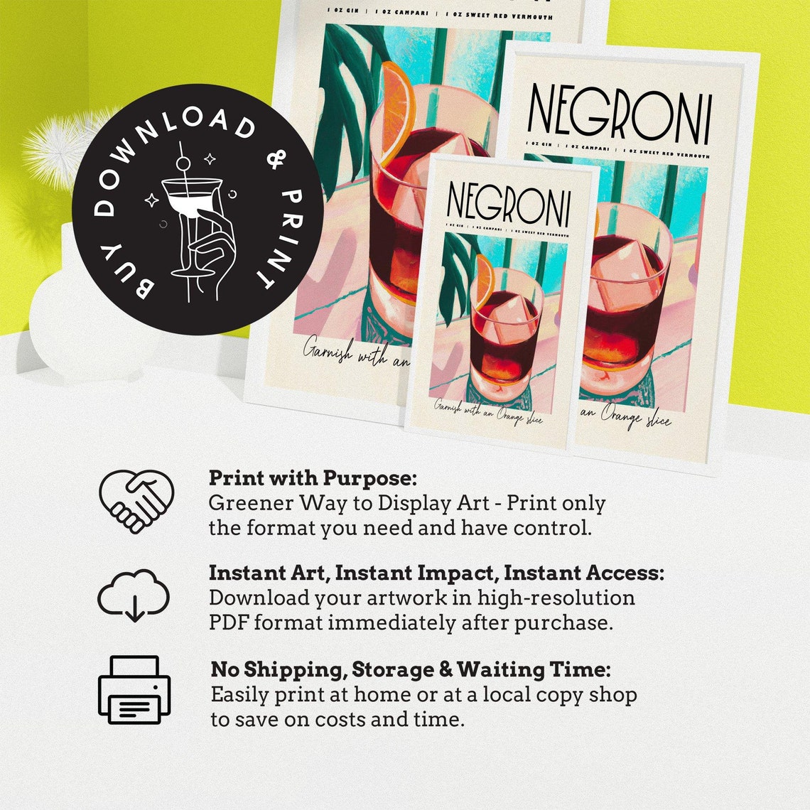 Iconic Negroni Cocktail Poster Retro Bar Wall Art Negroni - Etsy