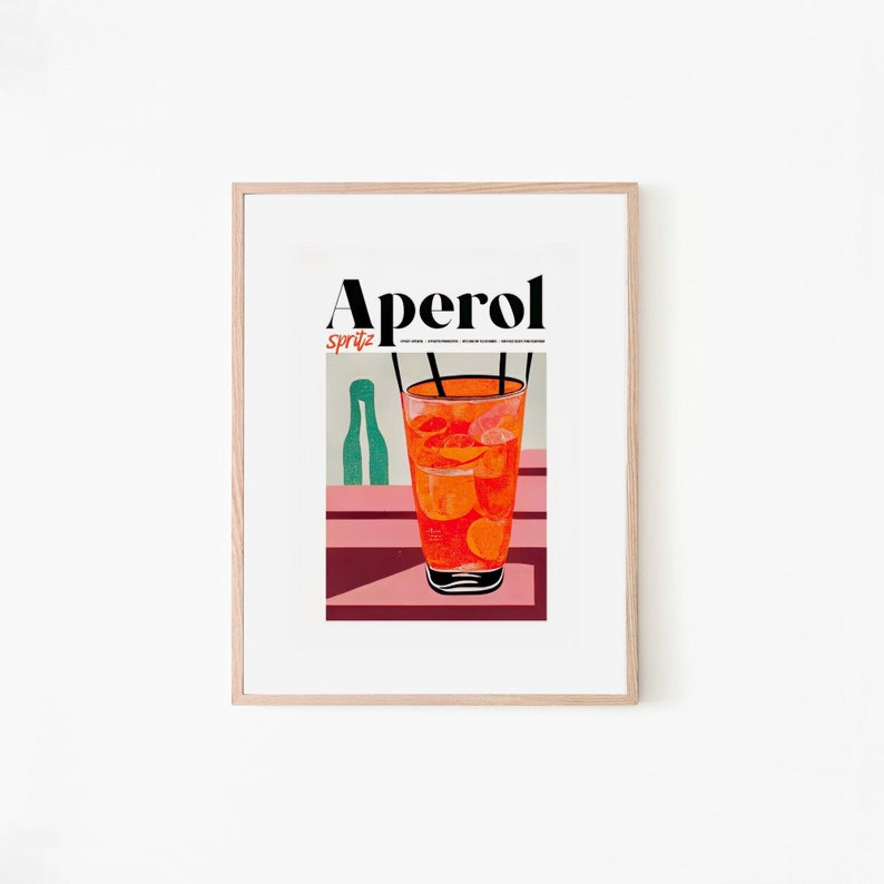 Retro Aperol Spritz Poster Daydrinking Homebar Kitchen Bar Prints ...
