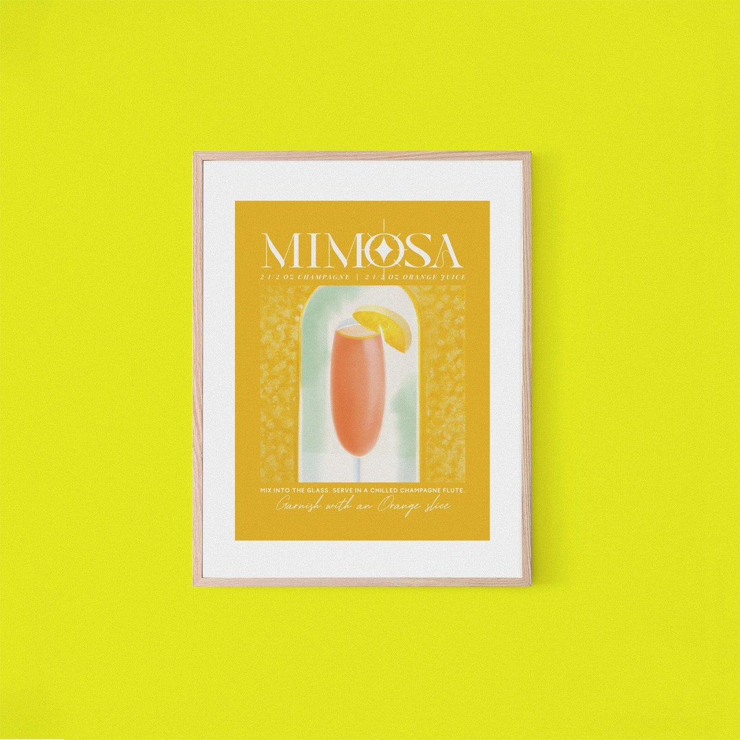 Holy Mimosa Cocktail Poster | Retro Bar Wall Art | Recipe ...