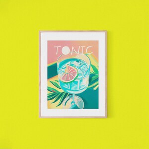 Tropical Tonic Cocktail Poster | Retro Bar Wall Art | Recipe ...