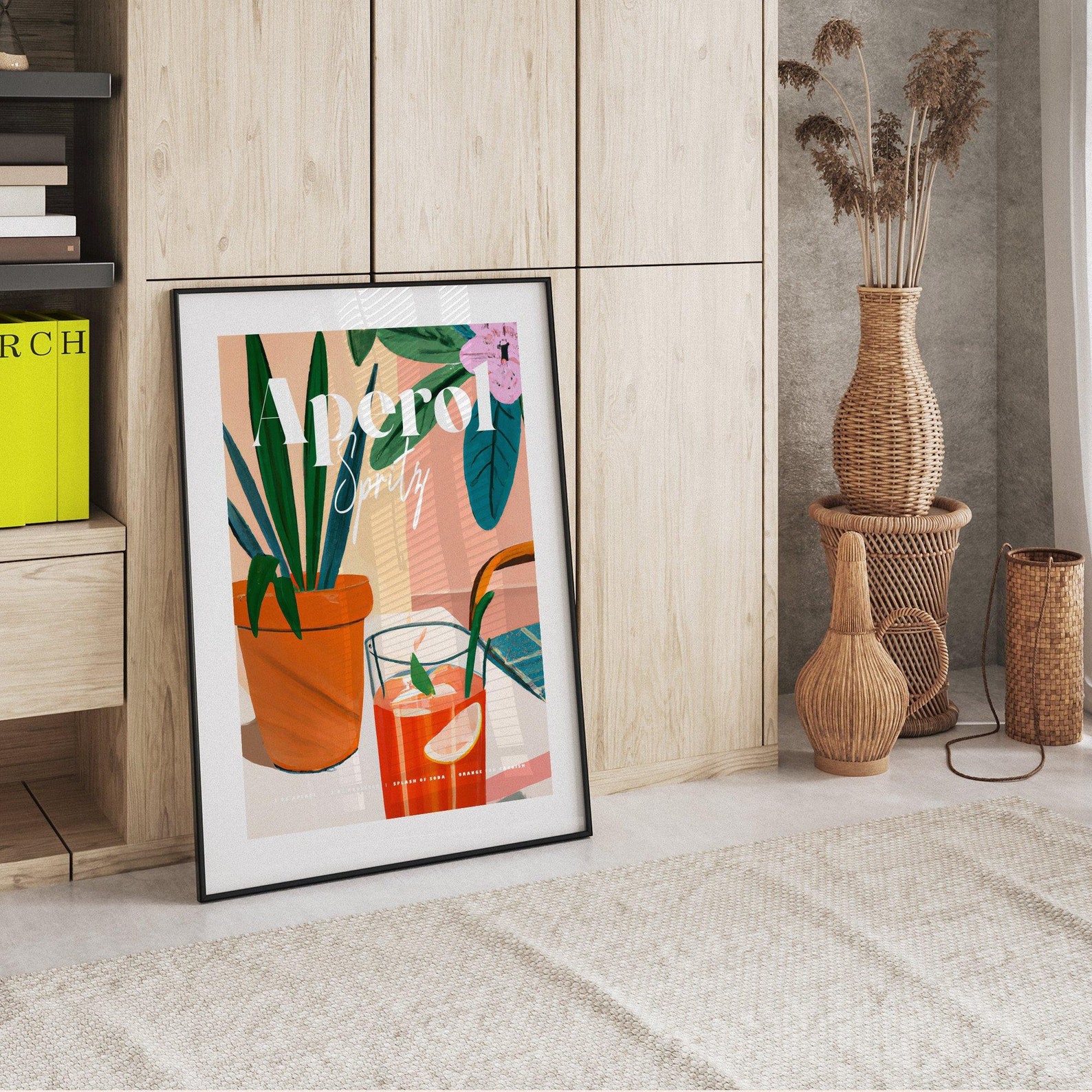 Aperol Spritz Plants and Flowers Cocktail Poster Retro Bar Wall Art ...