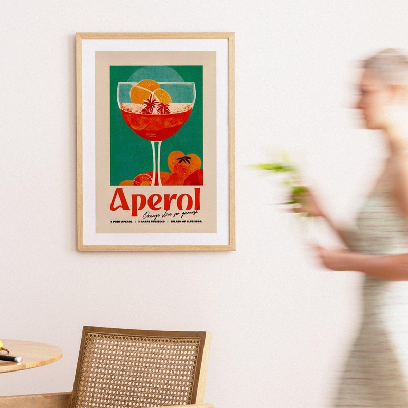 Retro Aperol Spritz Poster Holiday Print Homebar Kitchen Bar Prints ...
