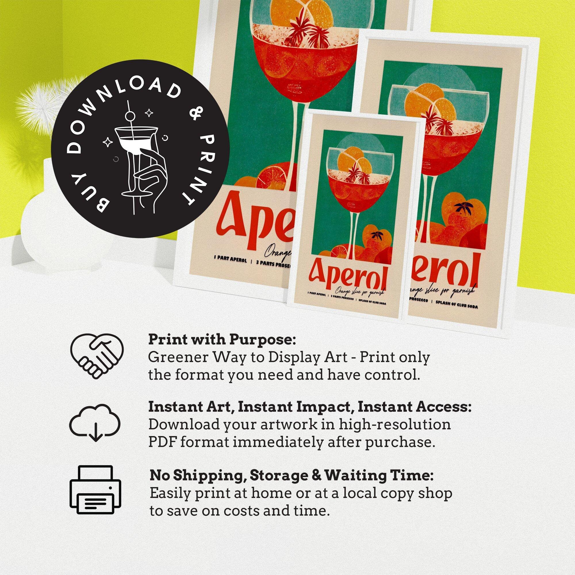Retro Aperol Spritz Poster Holiday Print Homebar Kitchen Bar Prints ...