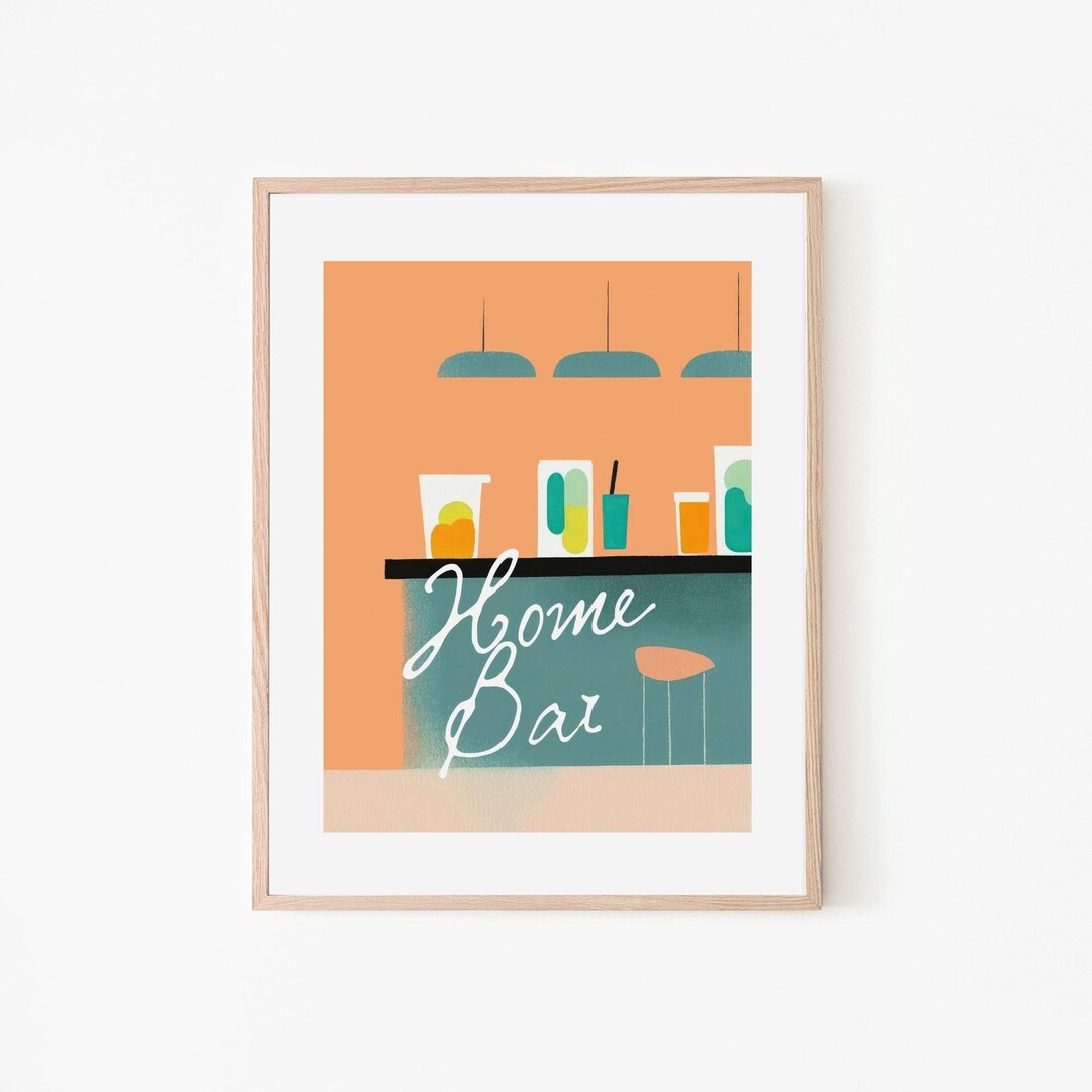 Minimalist Modern Home Bar | Cocktail Art | Abstract Home Bar Wall Art ...