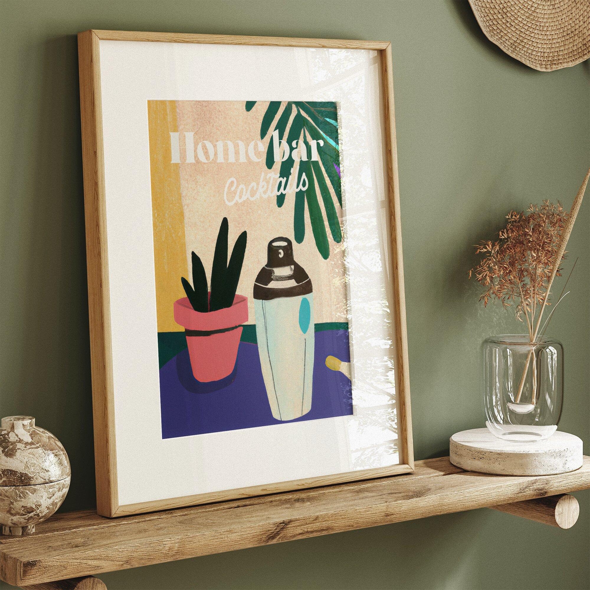 Home Bar Cocktail Shaker Cocktail Poster Retro Bar Wall Art - Etsy