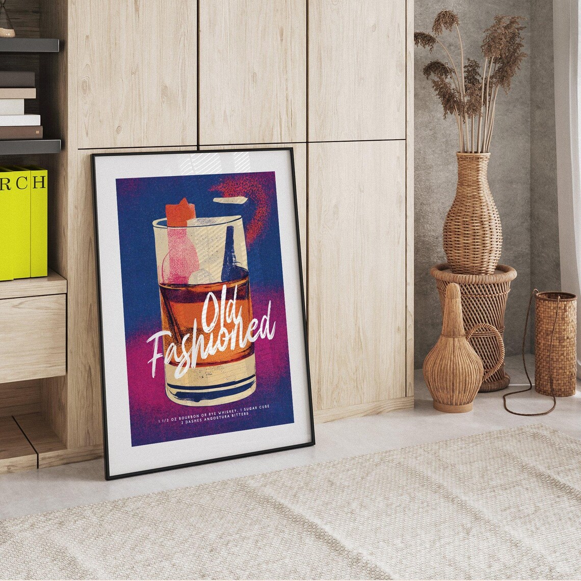 Old Fashioned Retro Cocktail Poster Purple Night Bar Prints Vintage ...
