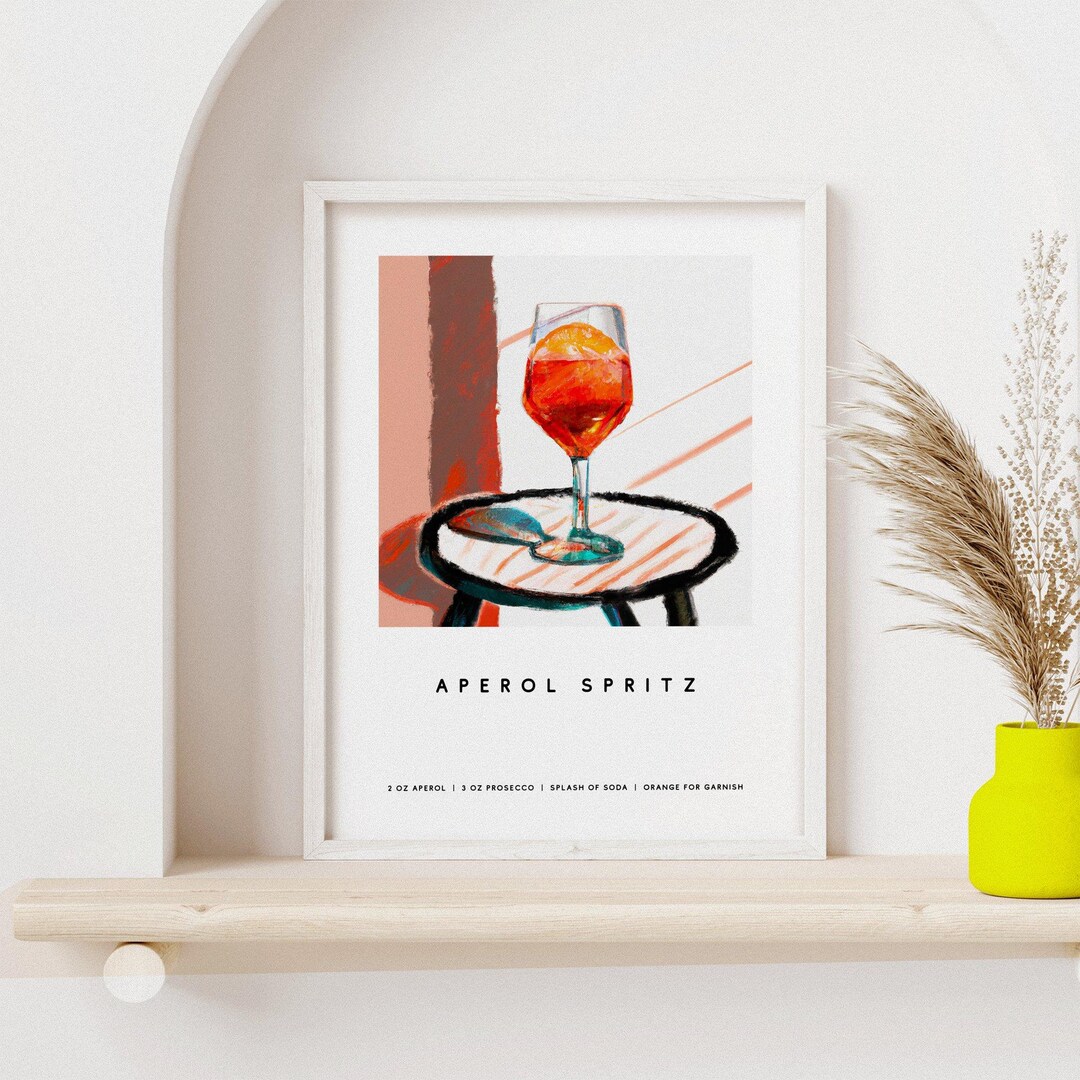 Little Table Cocktail Poster Retro Bar Wall Art Aperol Spritz Recipe ...