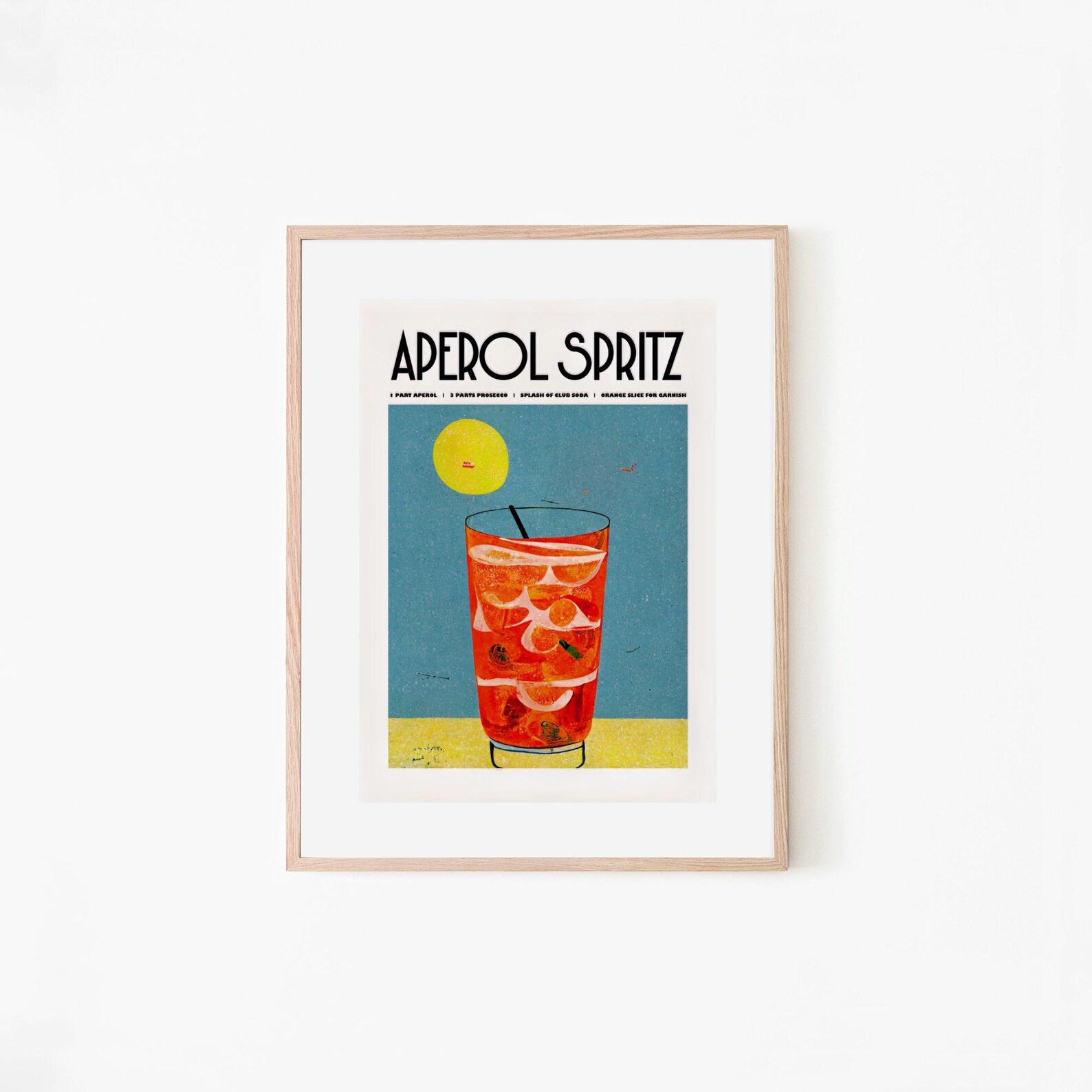 Retro Aperol Spritz Poster Sunshine Homebar Kitchen Bar - Etsy