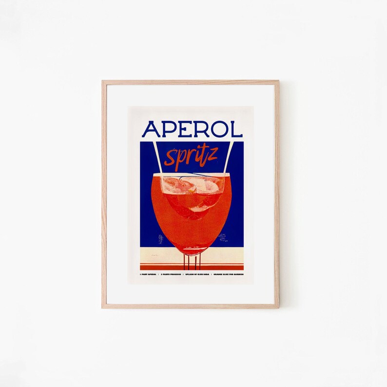 Retro Aperol Spritz Poster 1970s Homebar Kitchen Bar Prints Vintage ...