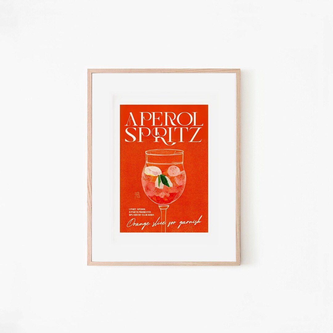 Retro Aperol Spritz Poster Art Nouveau Homebar | Kitchen Bar Prints ...