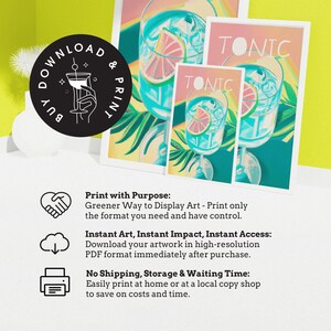 Tropical Tonic Cocktail Poster | Retro Bar Wall Art | Recipe ...