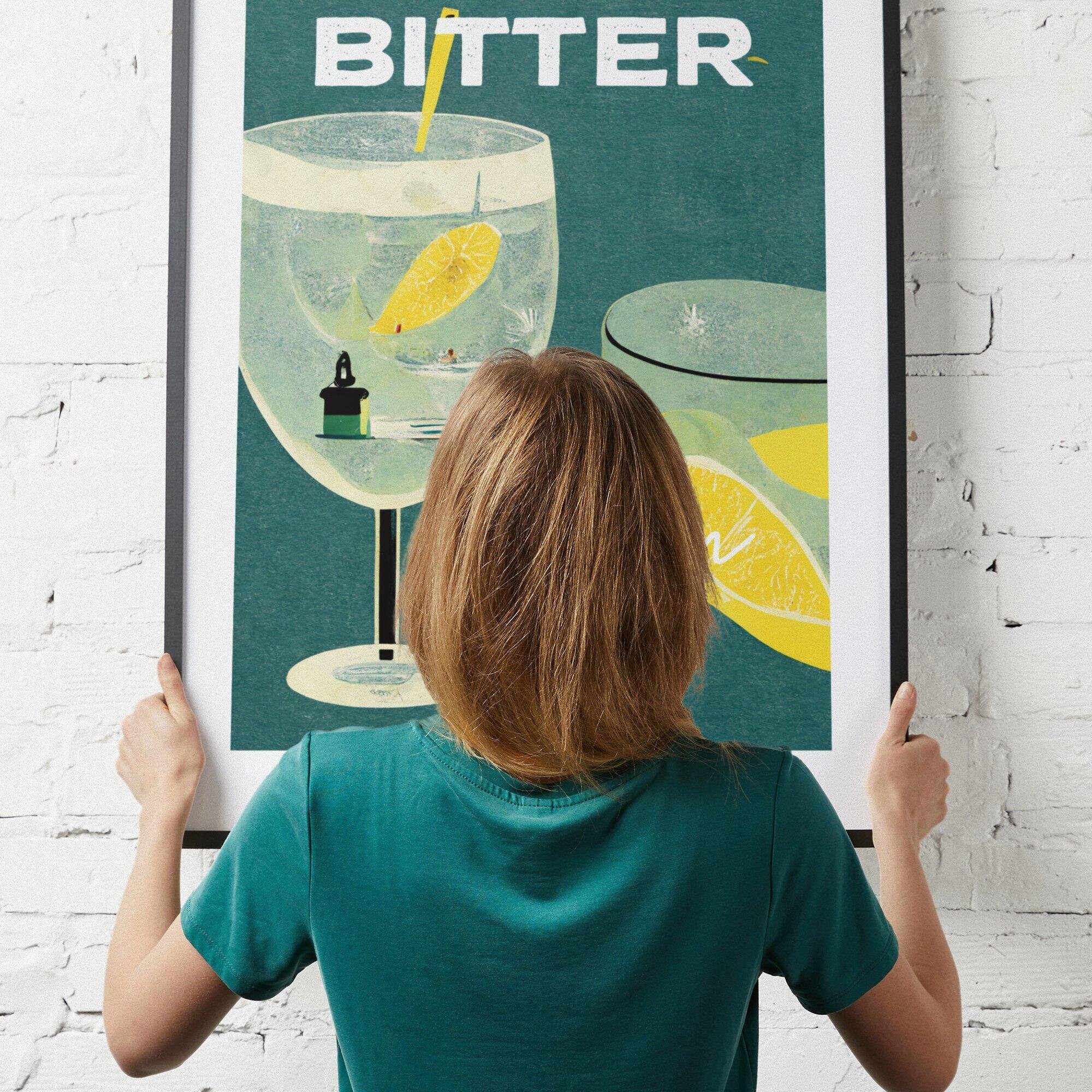 Bitter Lemon Retro Cocktail Poster Bitter Lemon Lighthouse Bar Prints ...