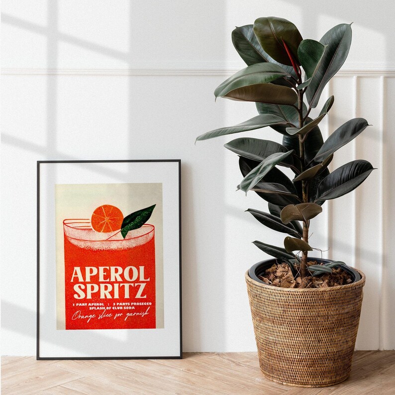 Retro Aperol Spritz Poster Big Big Glass Homebar Kitchen Bar - Etsy