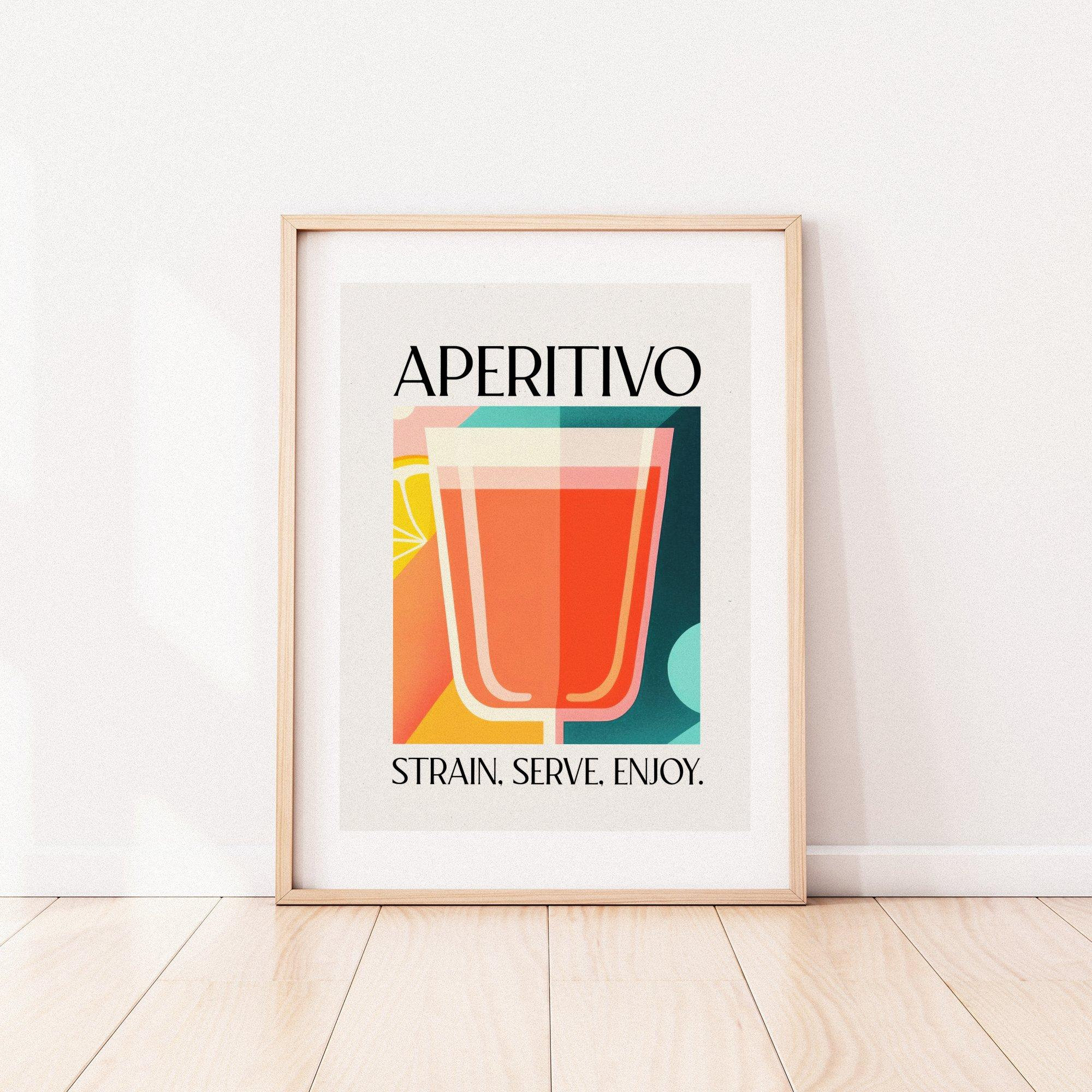 Aperitivo Sipping Vintage Cocktails Bar Art Retro Cocktail Poster ...