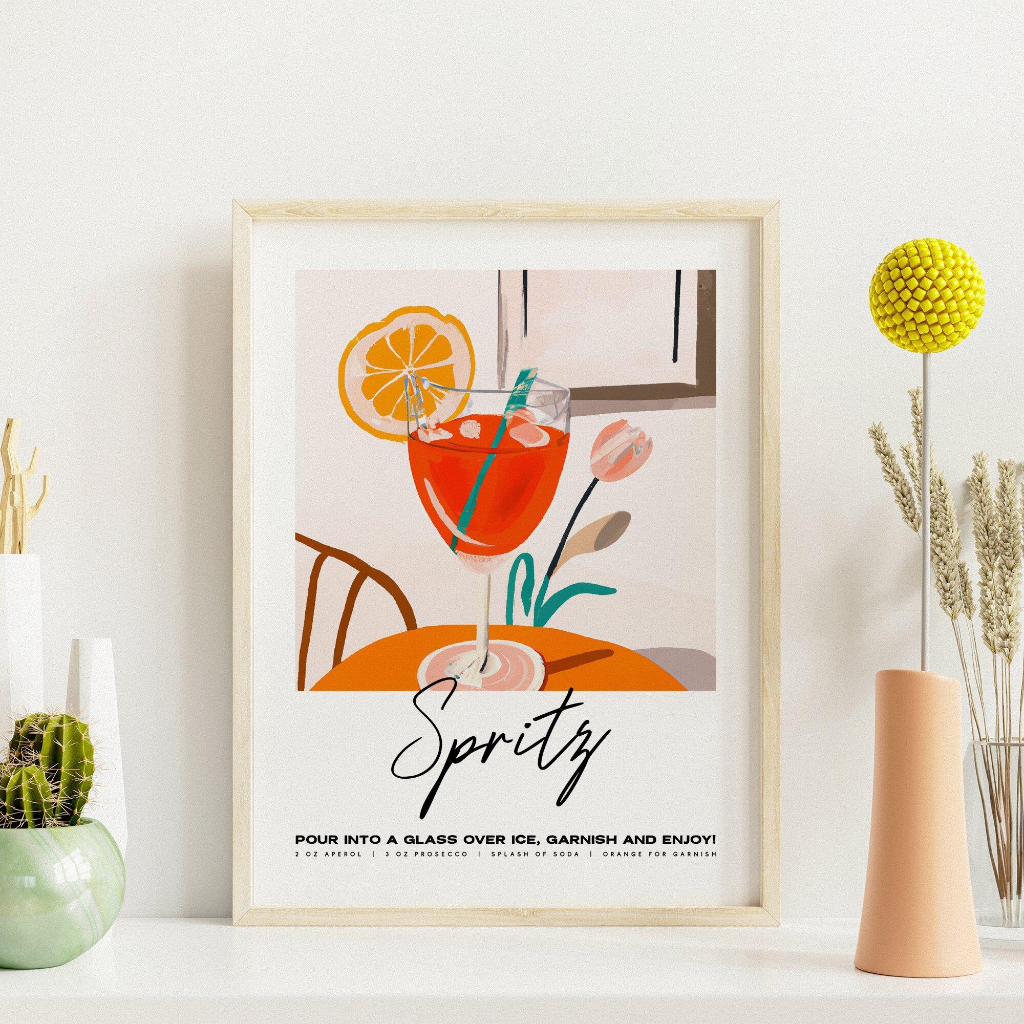 Aperol Spritz Pastel Spring Cocktail Poster Retro Bar Wall Art Aperol ...
