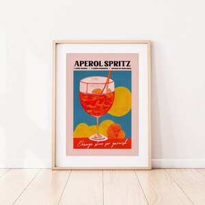 Retro Aperol Spritz Poster Aperol Pink View Homebar | Kitchen Bar ...