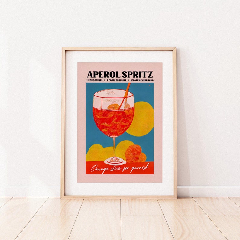 Retro Aperol Spritz Poster Aperol Pink View Homebar Kitchen - Etsy