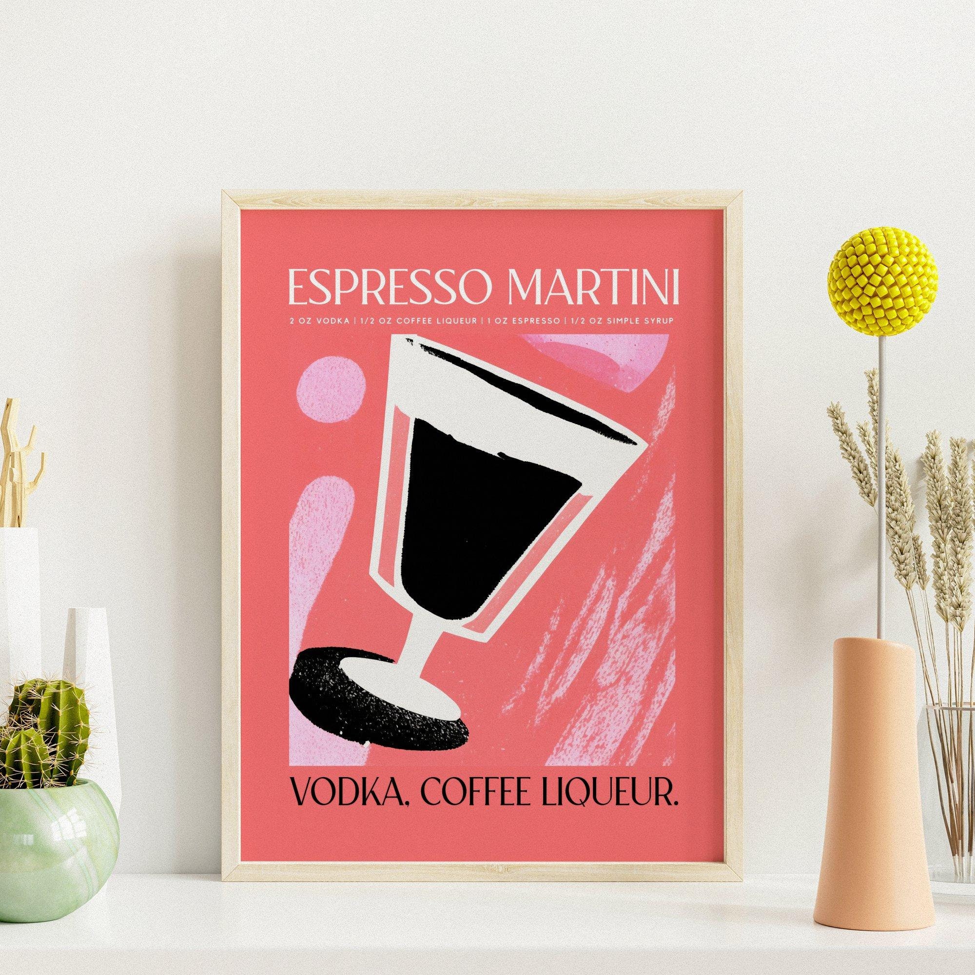 Pink Espresso Martini Cocktail Modern Abstract Boho Print Retro ...