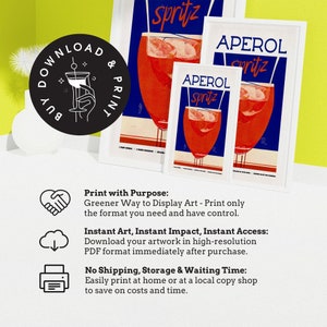 Retro Aperol Spritz Poster 1970s Homebar | Kitchen Bar Prints | Vintage ...