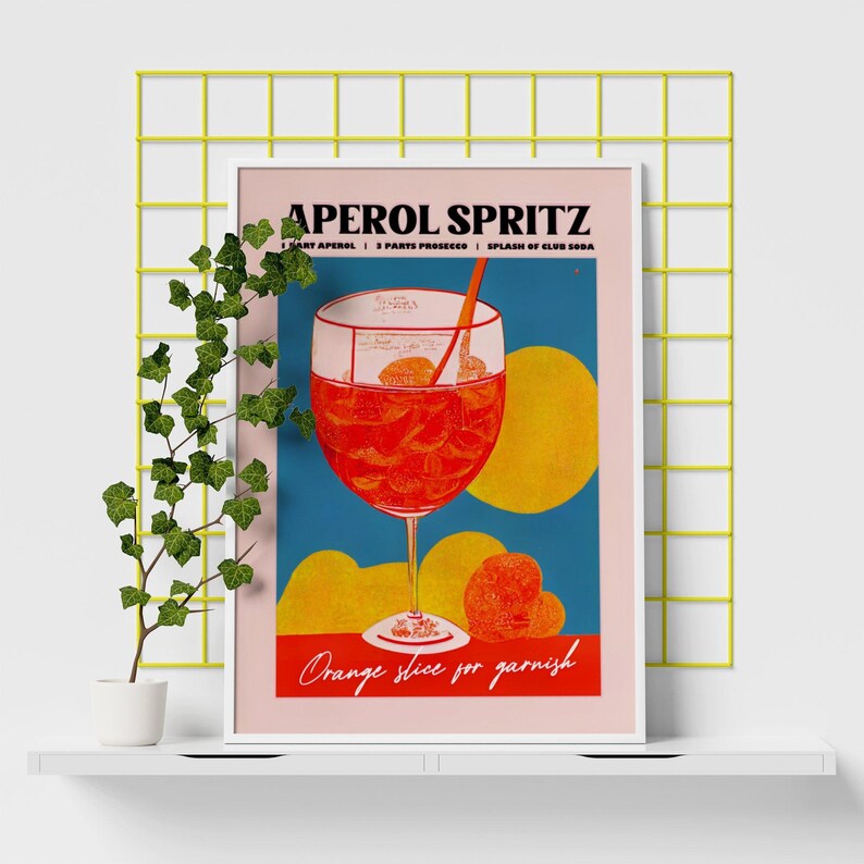 Retro Aperol Spritz Poster Aperol Pink View Homebar Kitchen - Etsy