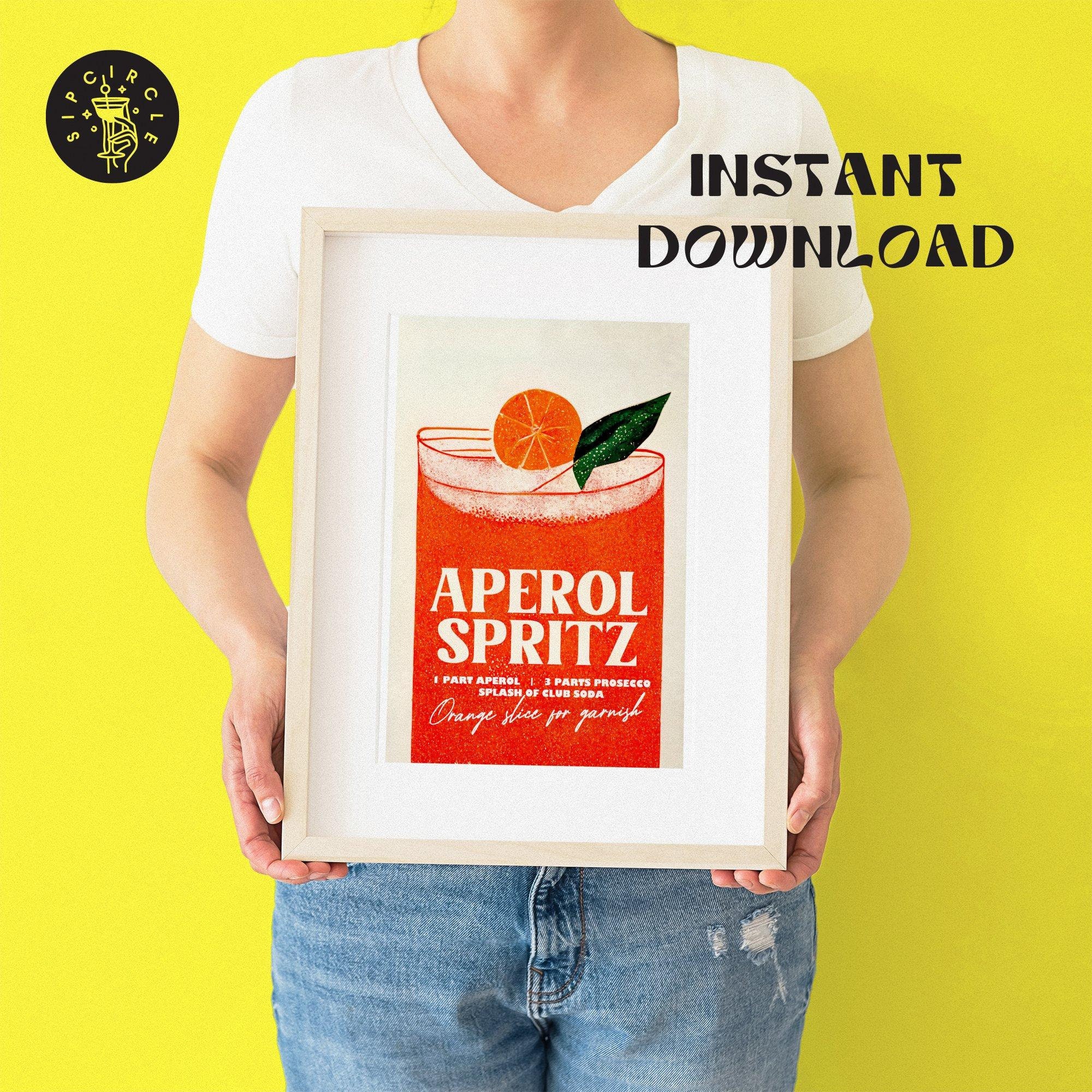 Retro Aperol Spritz Poster Big Big Glass Homebar Kitchen Bar - Etsy
