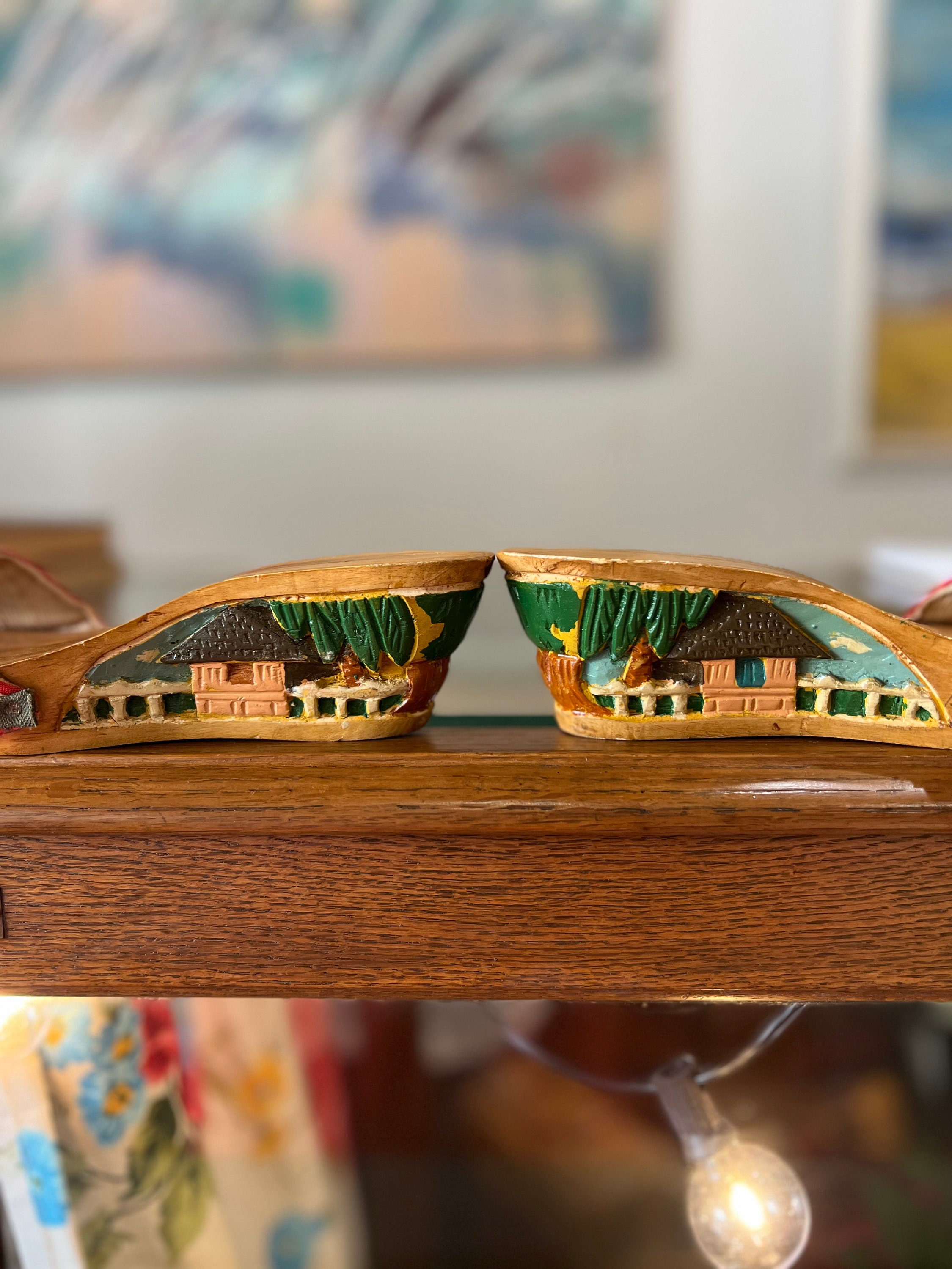 Vintage 1940s Carved Wood Tiki Shoes - Etsy