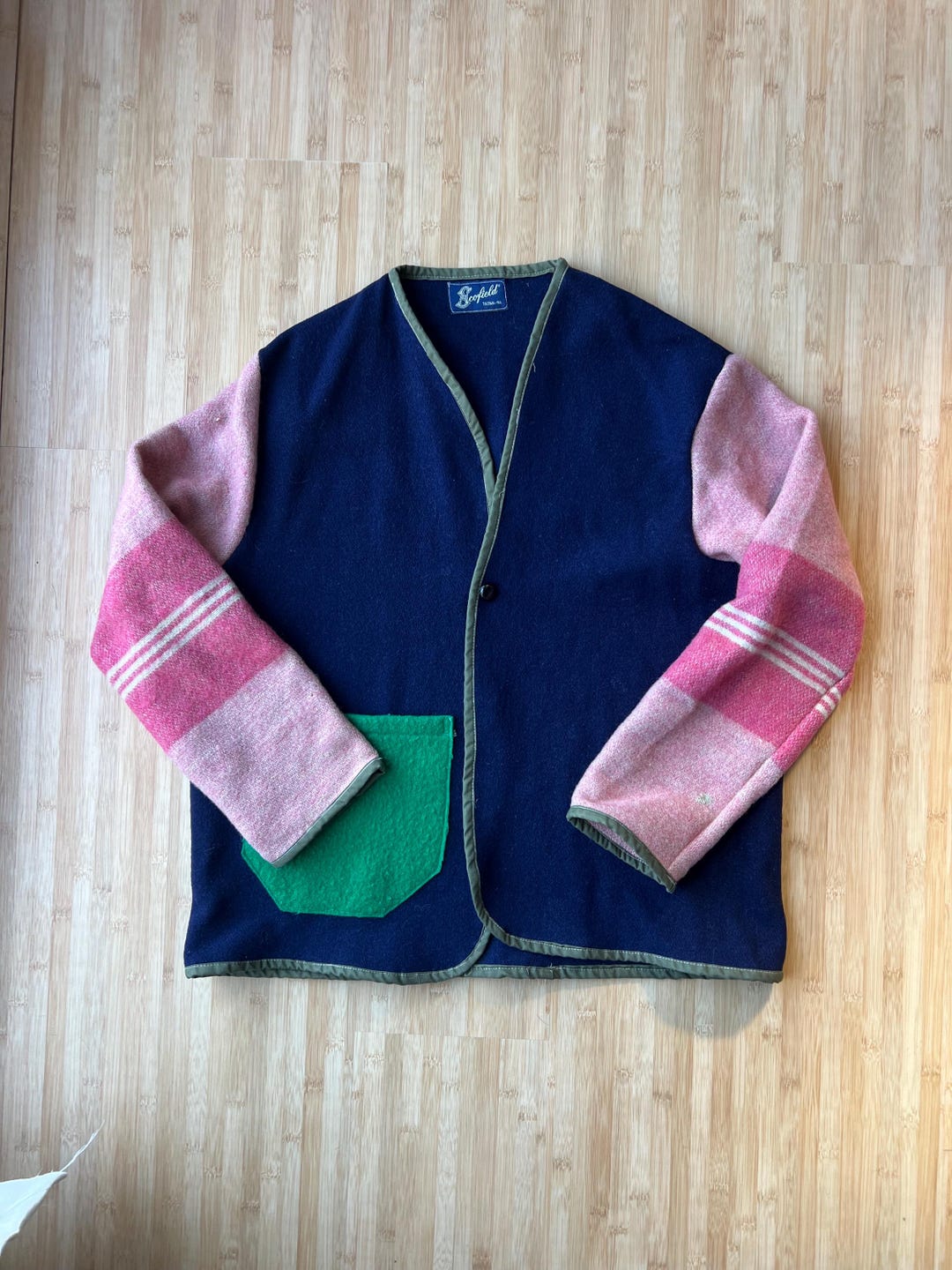 Vintage Repurposed Wool Blanket Jacket by Scofield Size XL - Etsy
