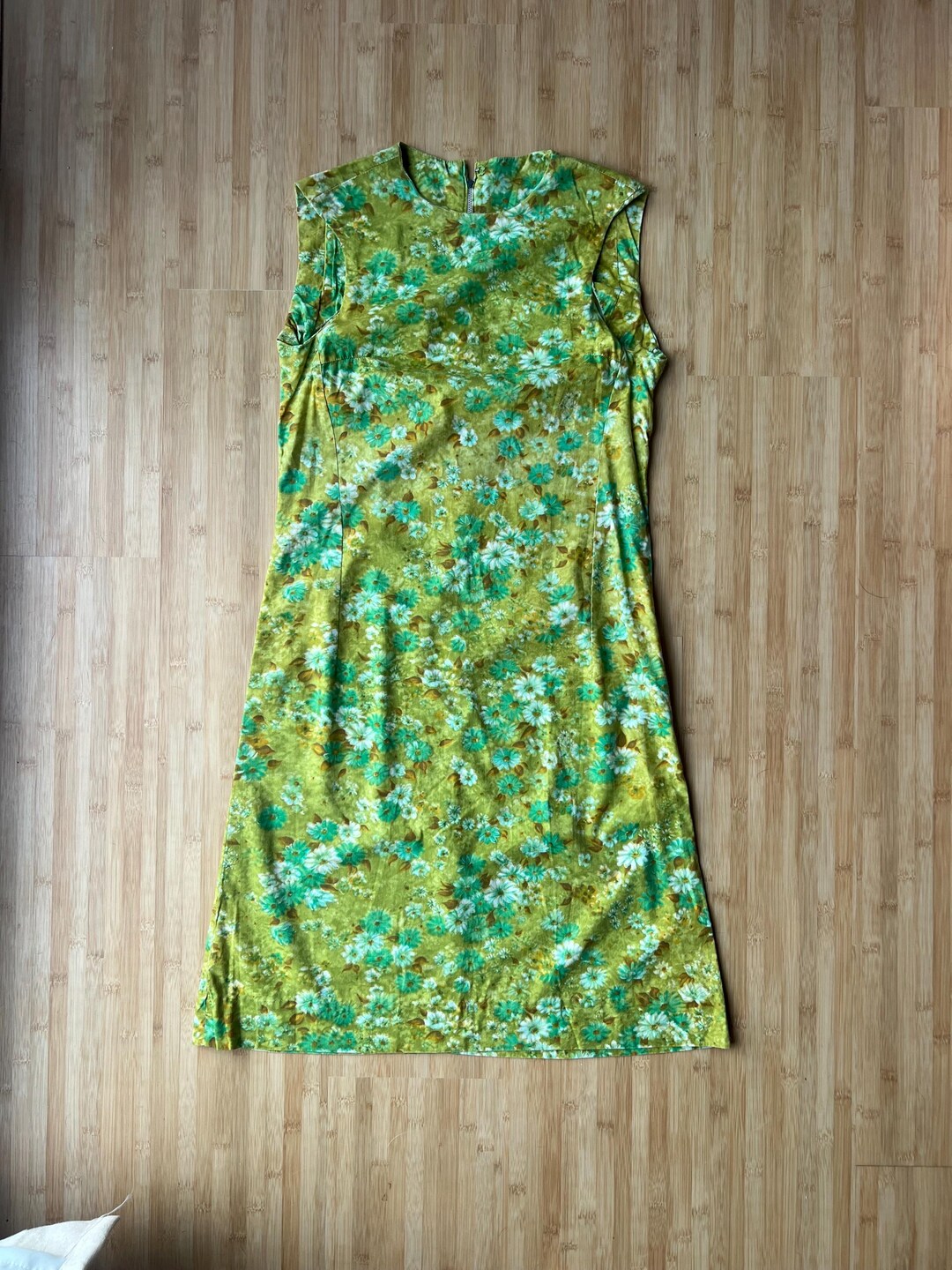 Vintage Handmade Green Daisy Shift Jumper Dress - Etsy