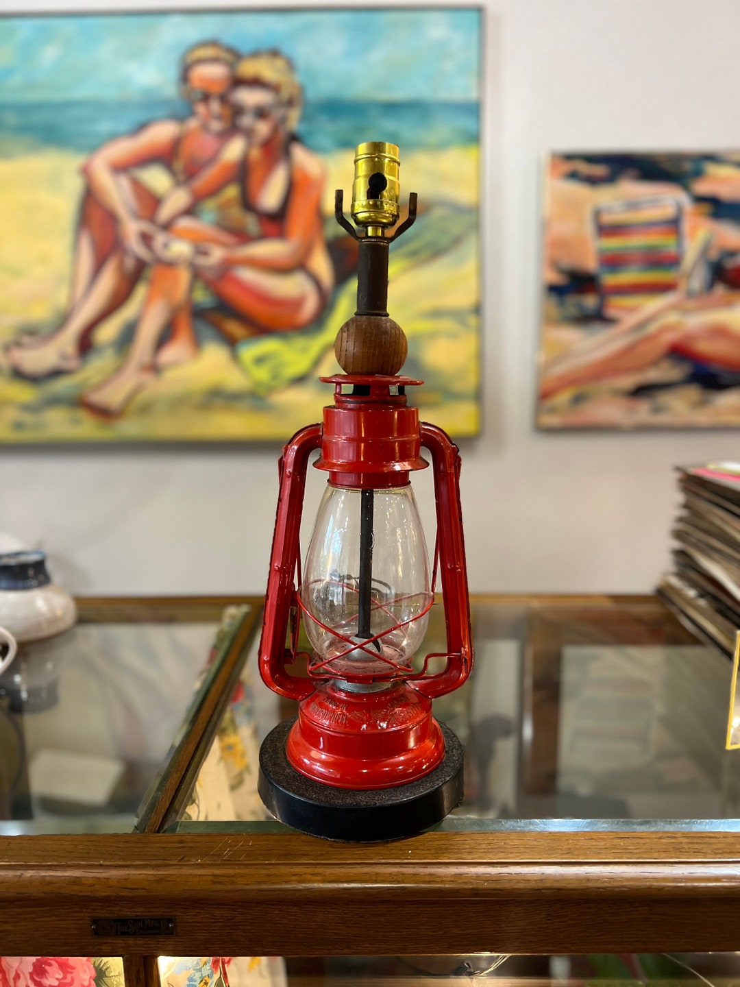 Vintage Red Lantern Table Lamp - Etsy