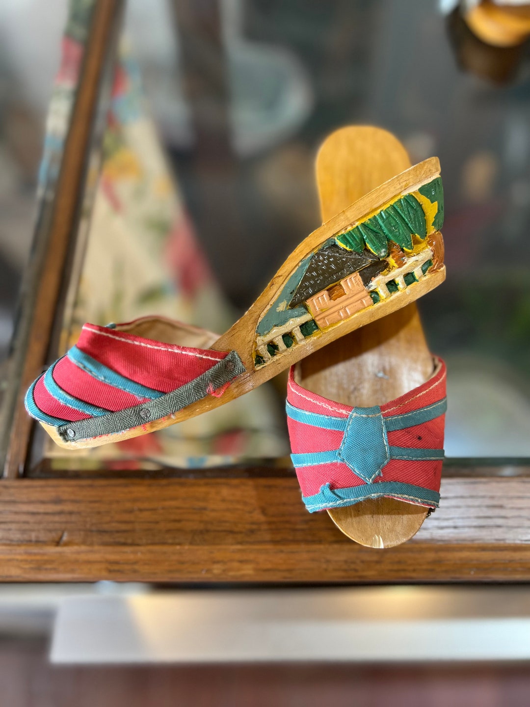 Vintage 1940s Carved Wood Tiki Shoes - Etsy