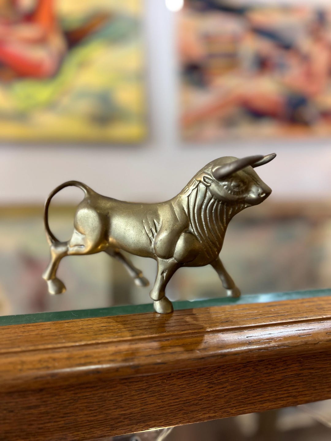Vintage Solid Brass Bull Figure - Etsy