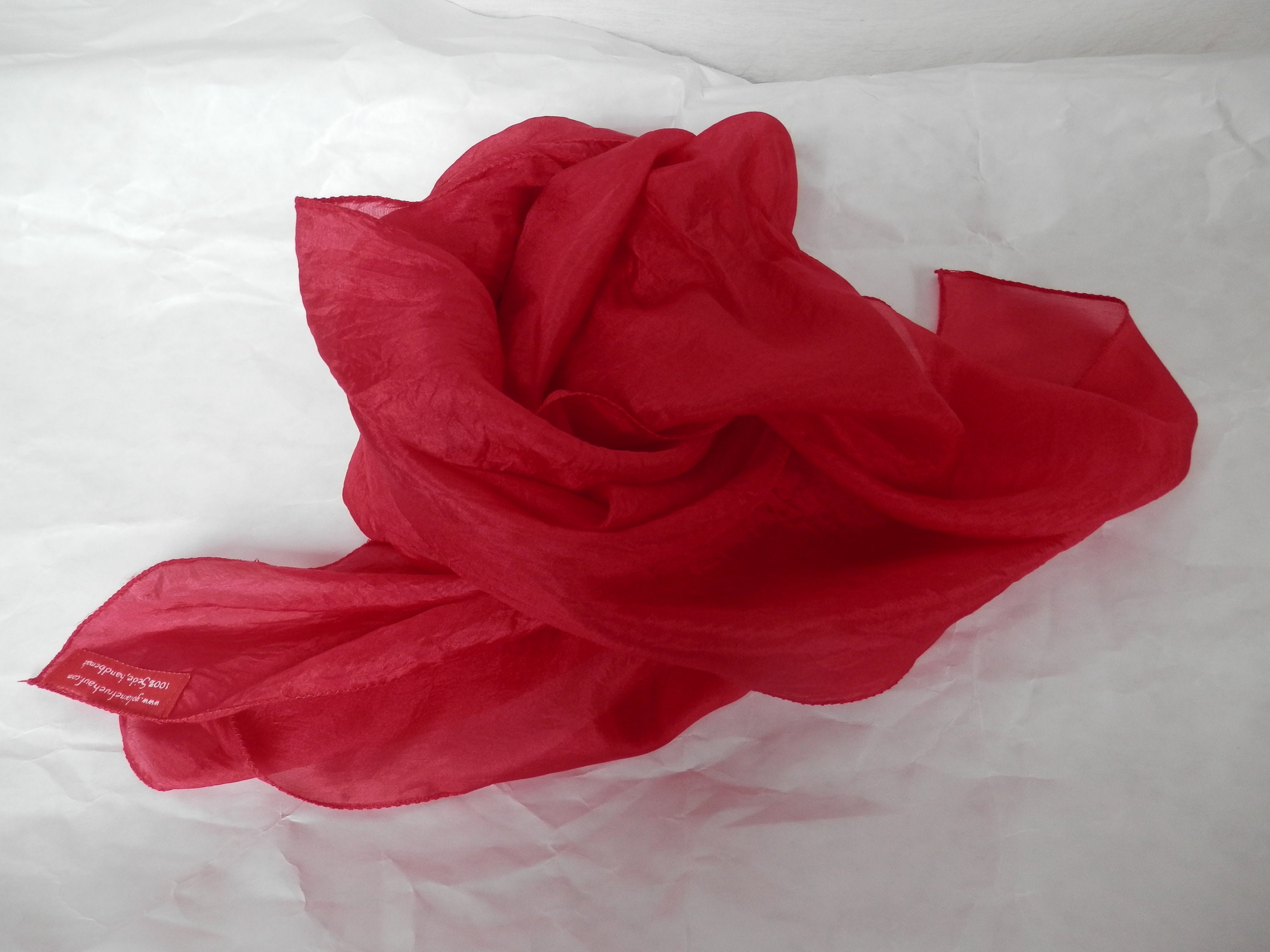 Silk Scarf Red Uni Raspberry Red Scarf Silk Fulard Silk - Etsy UK