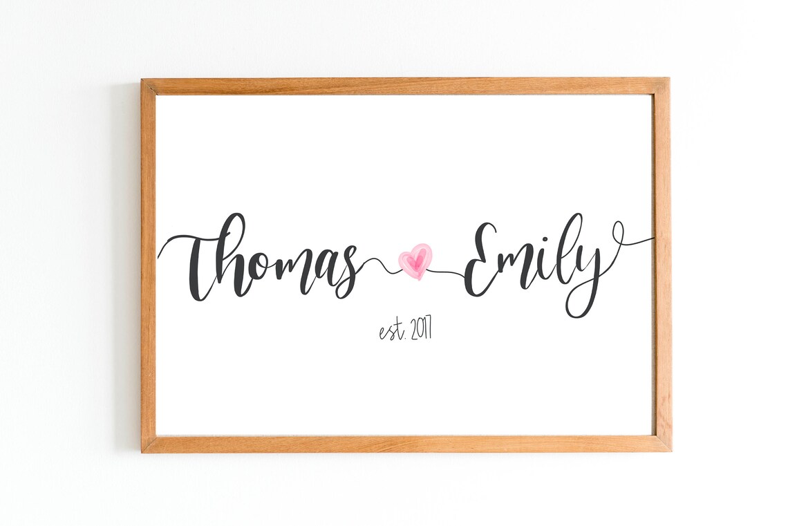 Couple Names, Heart Couples Printable Art, Instant Download, Print Your ...