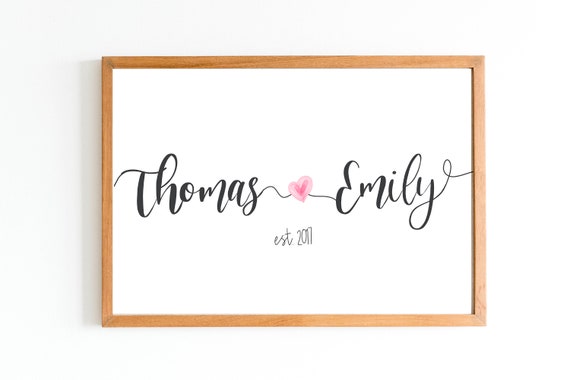 Couple Names Heart Couples Printable Art Instant Download | Etsy