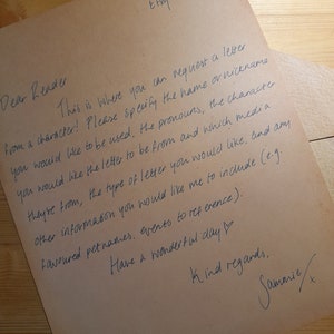 Letter From a Fictional Character - Etsy