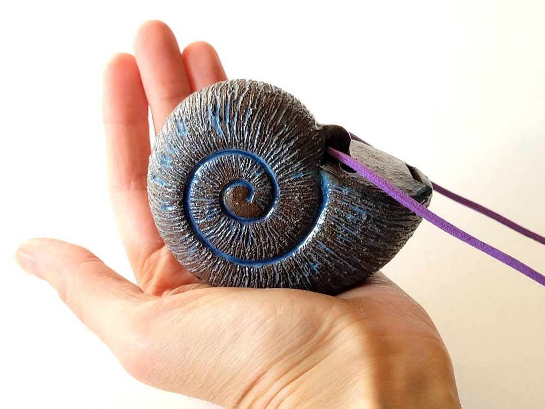 Ocarina Pendant Blue Seashell Tuned in Minor Pentatonic Scale Key Bb/a ...