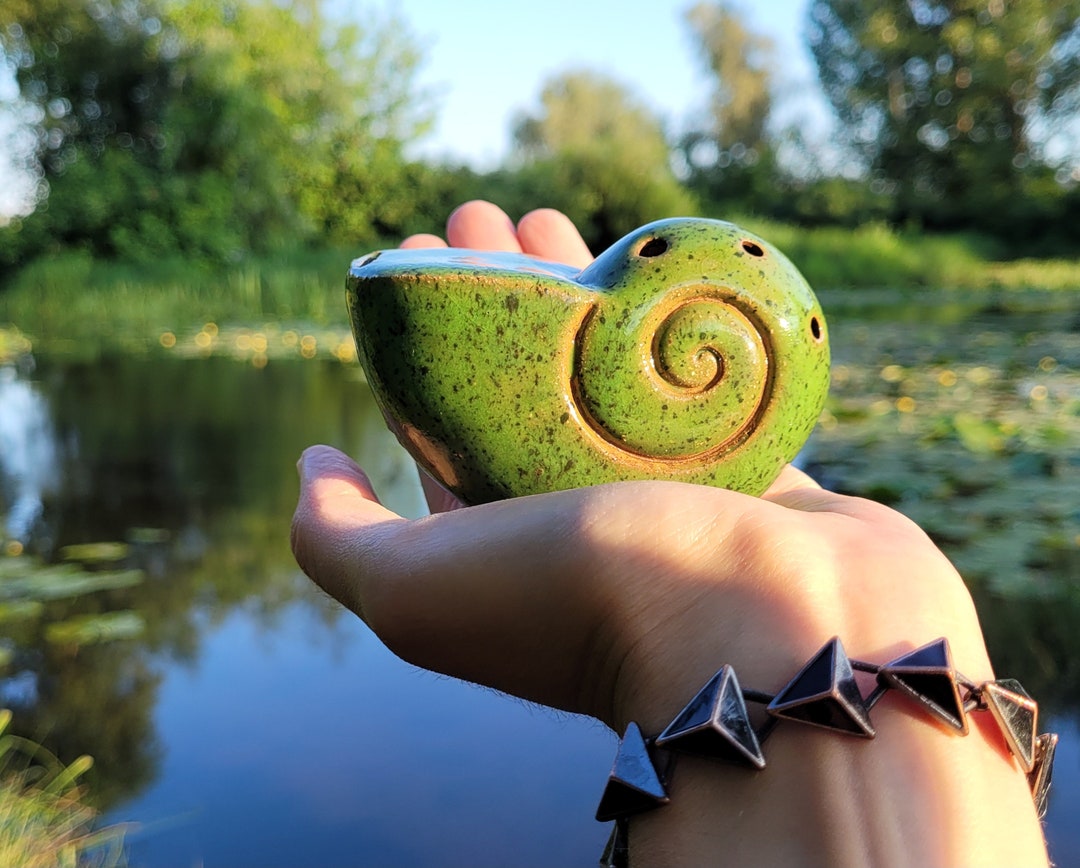 Ancient Musical Instrument Ocarina Green Shell in Key A 432hz ...