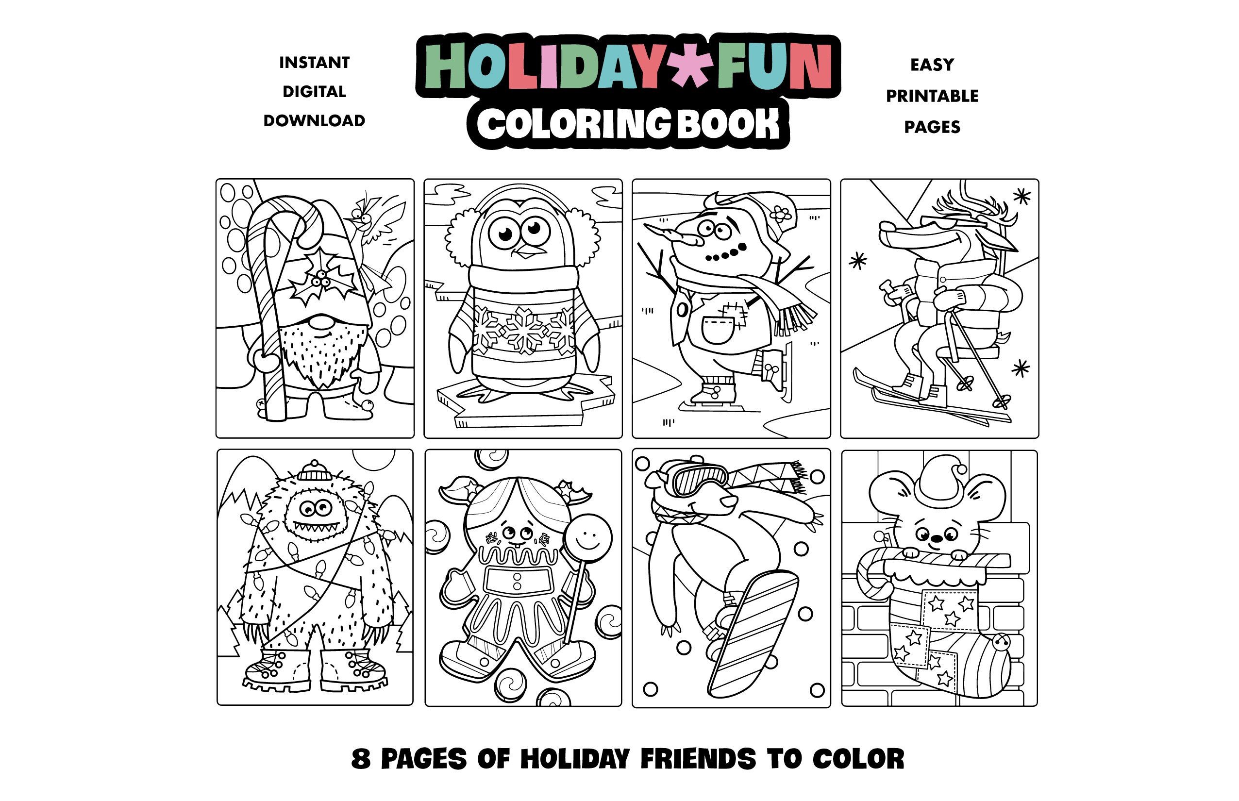 Holiday Coloring Book for Kids Printable Coloring Pages for - Etsy
