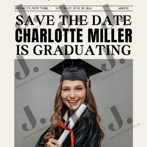 Graduation Save the Date Template: Newspaper Style (digital Download ...