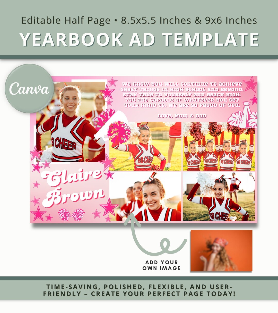 Half Page Yearbook Ad Template Yearbook Template Elementary Middle ...
