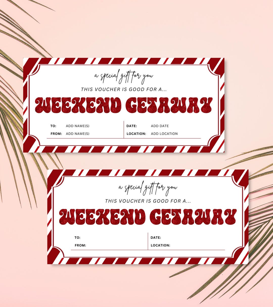 Weekend Getaway Gift Certificate Template: Printable Travel Voucher ...