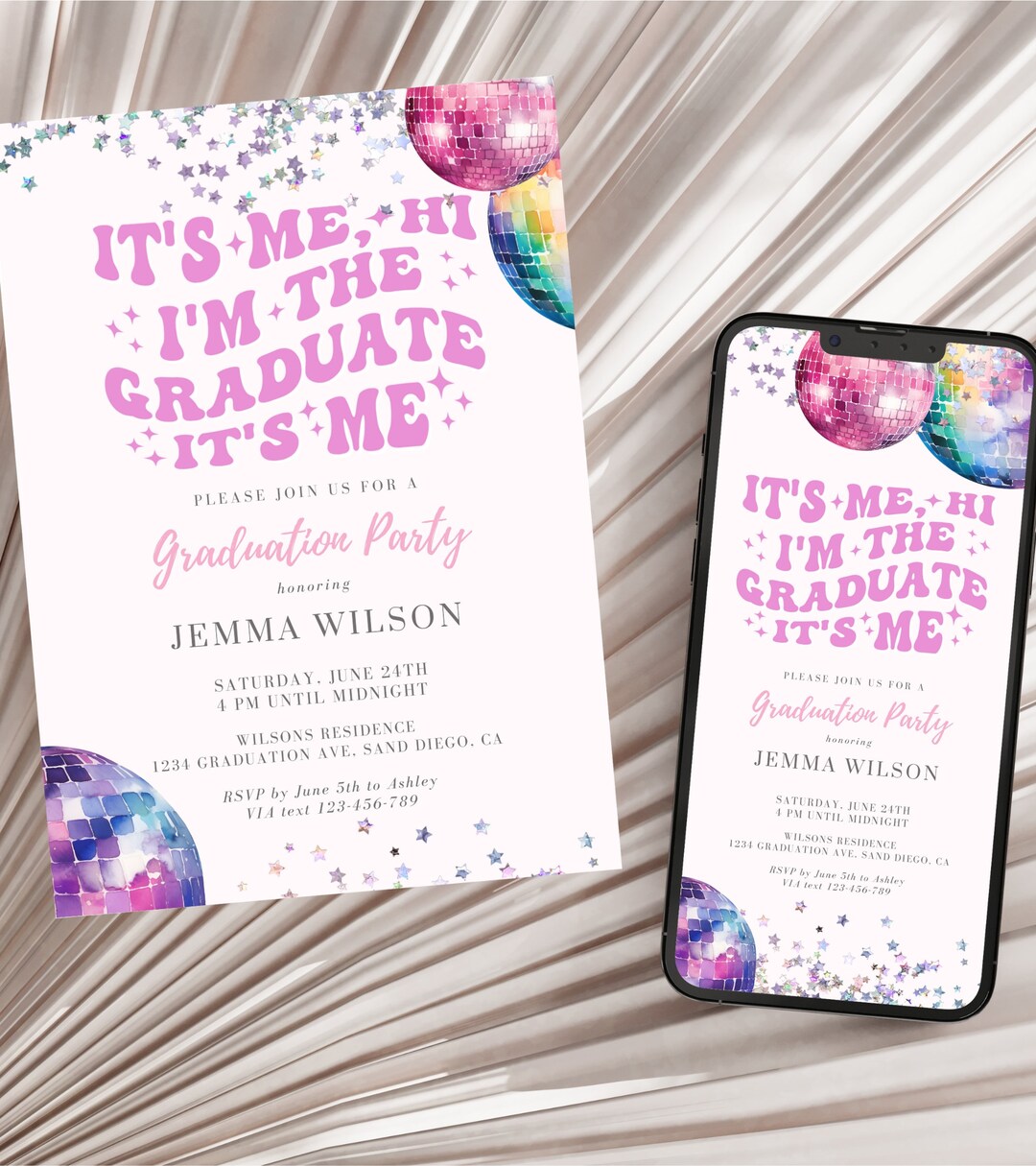 Graduation Photo Invitation Template for Girl Pink Graduation ...