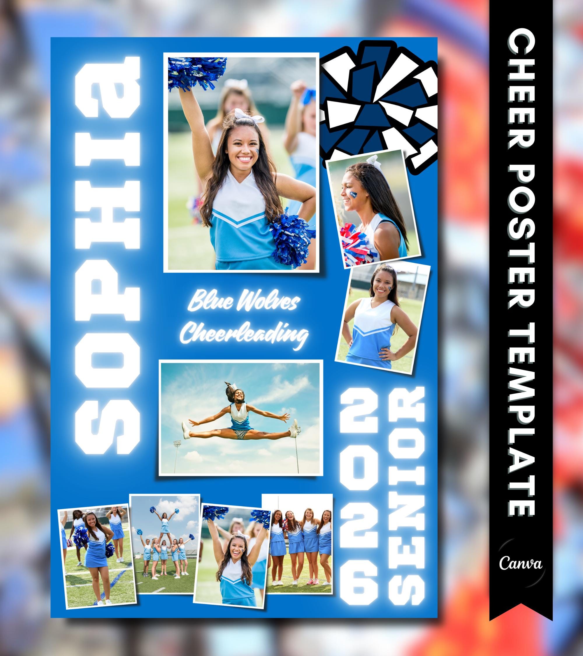 Cheer Senior Night Poster Template: Customizable Canva Banner (digital ...