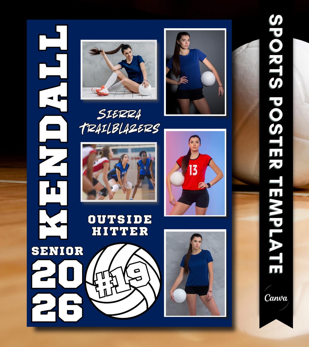 Senior Night Volleyball Poster Template: Customizable Canva Banner ...