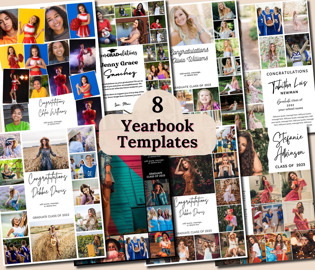 Senior Ad Yearbook Template Canva Bundle 8 Full Page Designs - Etsy