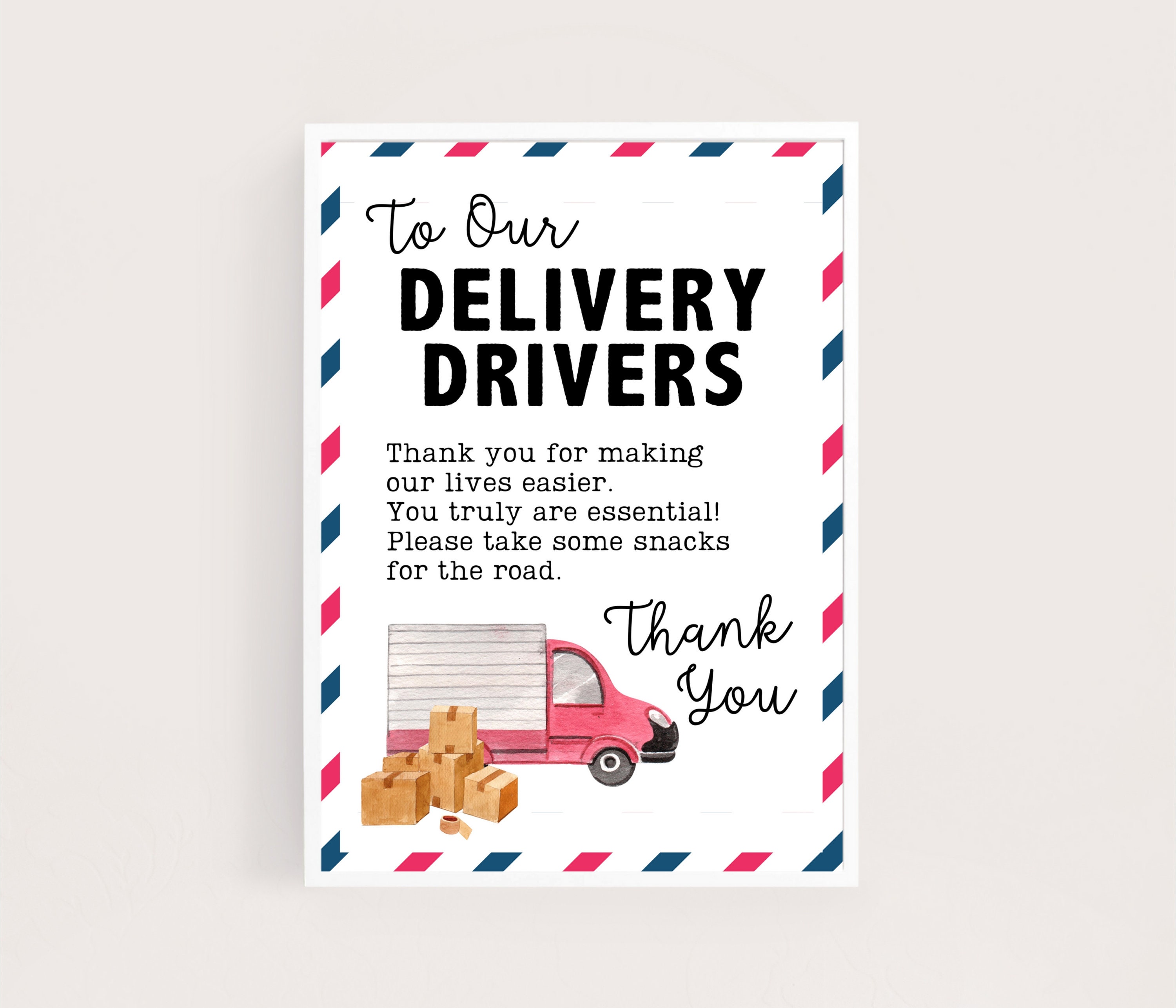 Printable Delivery Driver Mail Carrier Thank You Sign - Etsy Australia