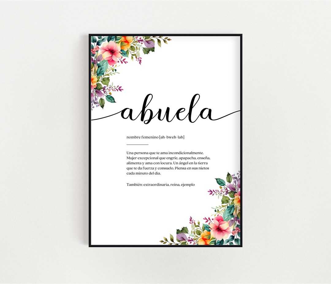 Abuela Definition Print, Regalo Abuela, Spanish Grandma Pregnancy ...