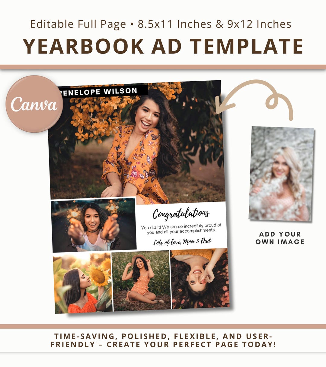 Yearbook Dedication Page Template, Yearbook Ad Template Full Page Canva ...